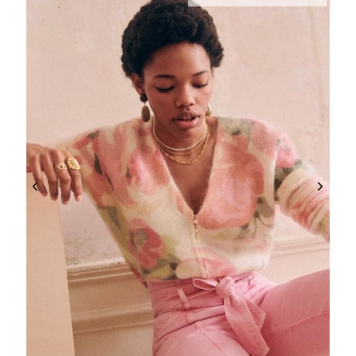 Sezane RARE NWT sezane LISETTE JUMPER Romantic pink flowers sweater ...