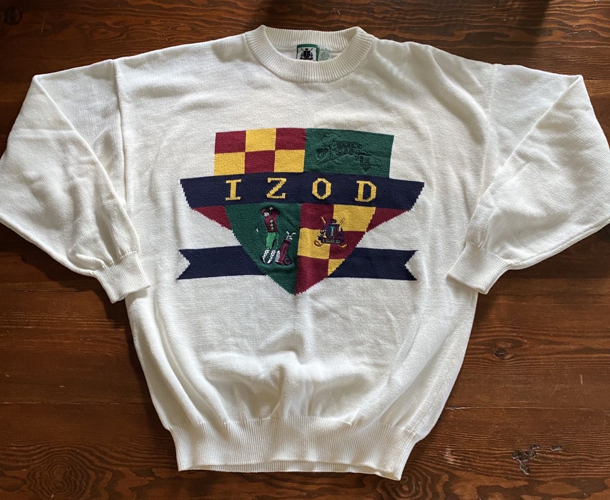Izod × Vintage Vintage 80’s Izod Golf Embroidery Big Image Knit Sweater ...
