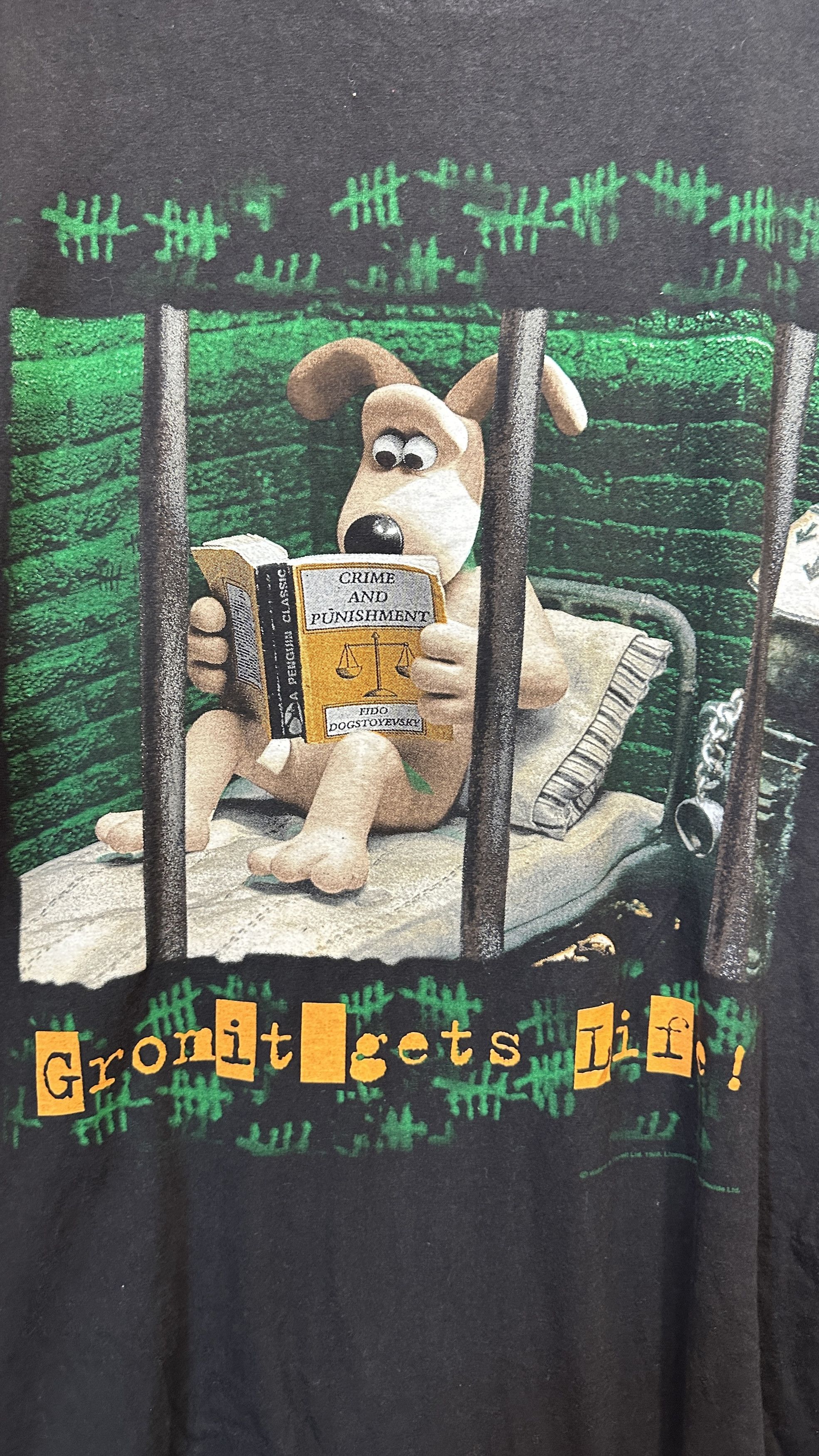 Movie × Rare × Vintage Wallace and Gromit 1989 Gromit gets life t-shirt ...