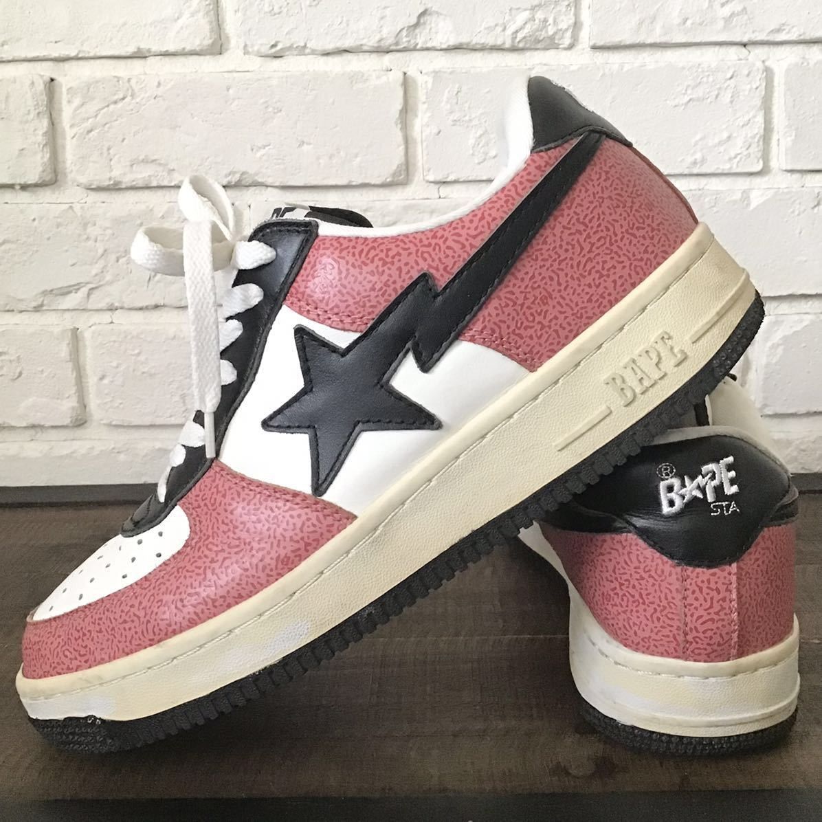 Bape Leather BAPESTA sneakers Red a bathing ape BAPE STA | Grailed