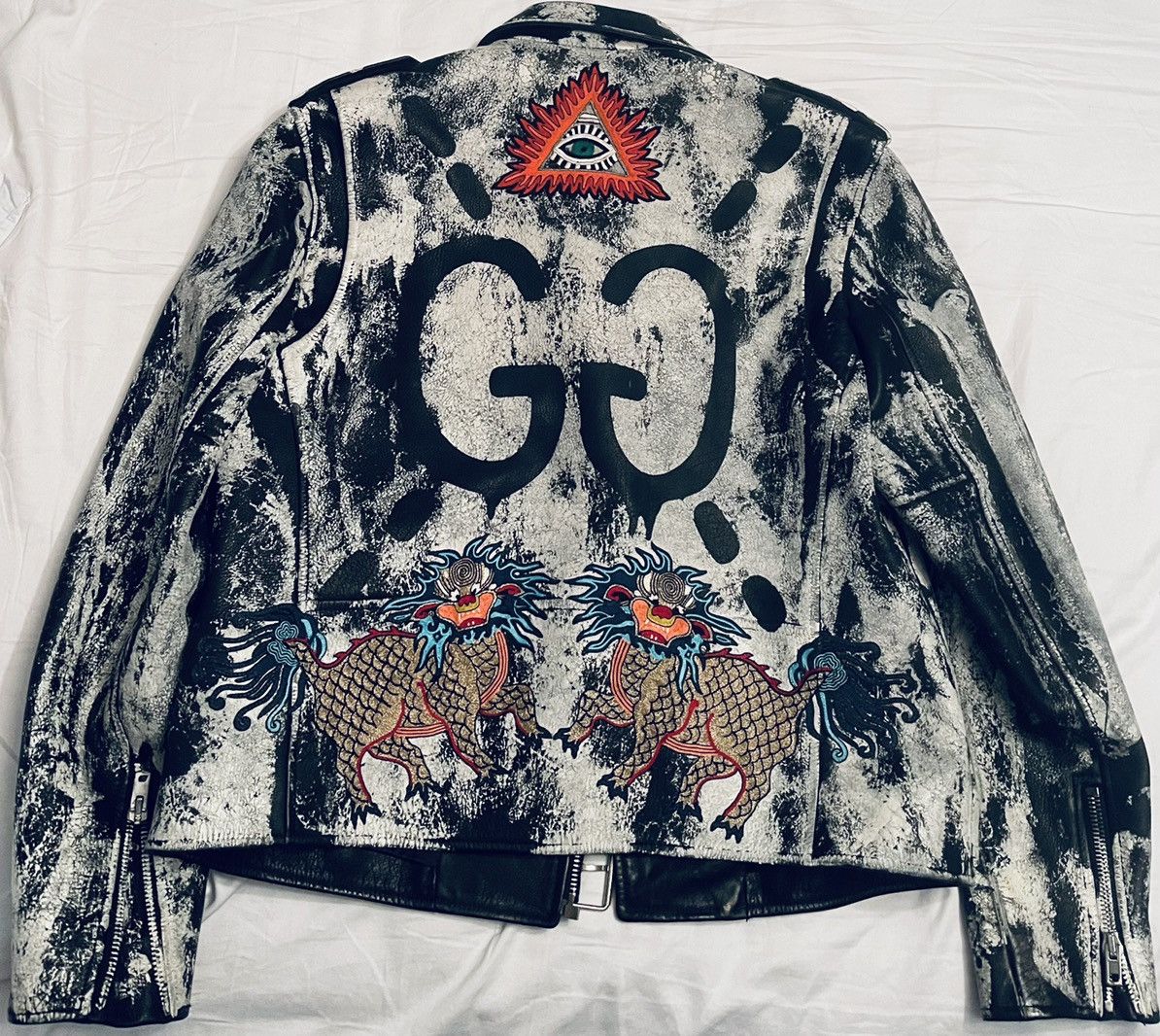 Gucci Gucci Ghost 👻 limited edition hand painted leather jacket. | Grailed
