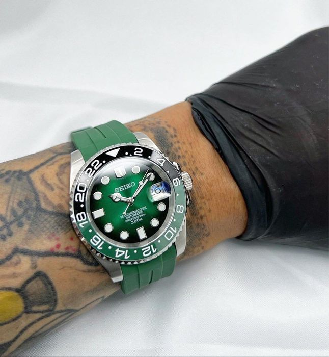 Custom RARE Custom Seiko Mod Watch Sprite Hulk GMT 40MM | Grailed