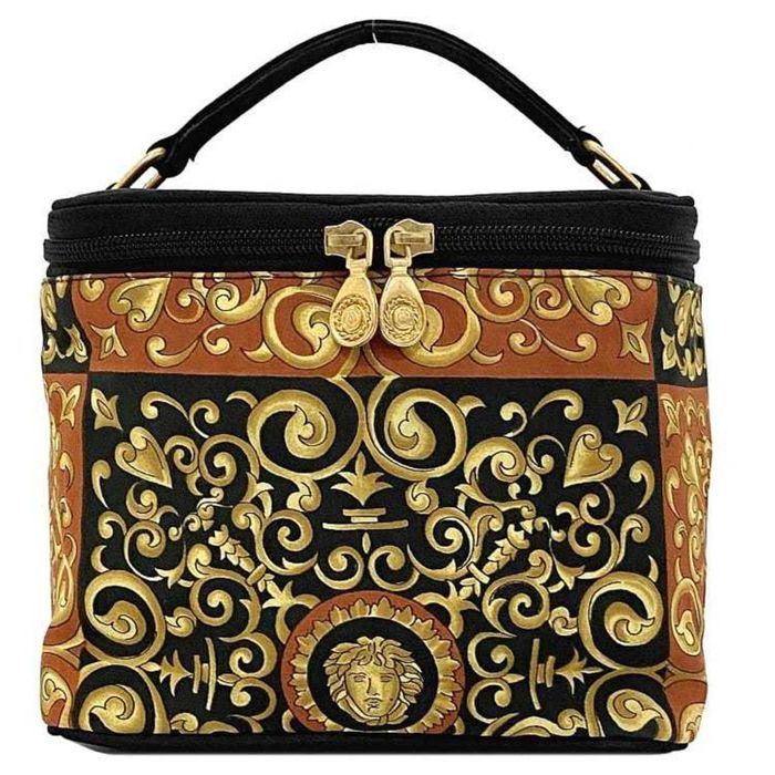 Versace Versace Vanity Handbag Gold Orange Black Medusa Nylon VERSACE ...