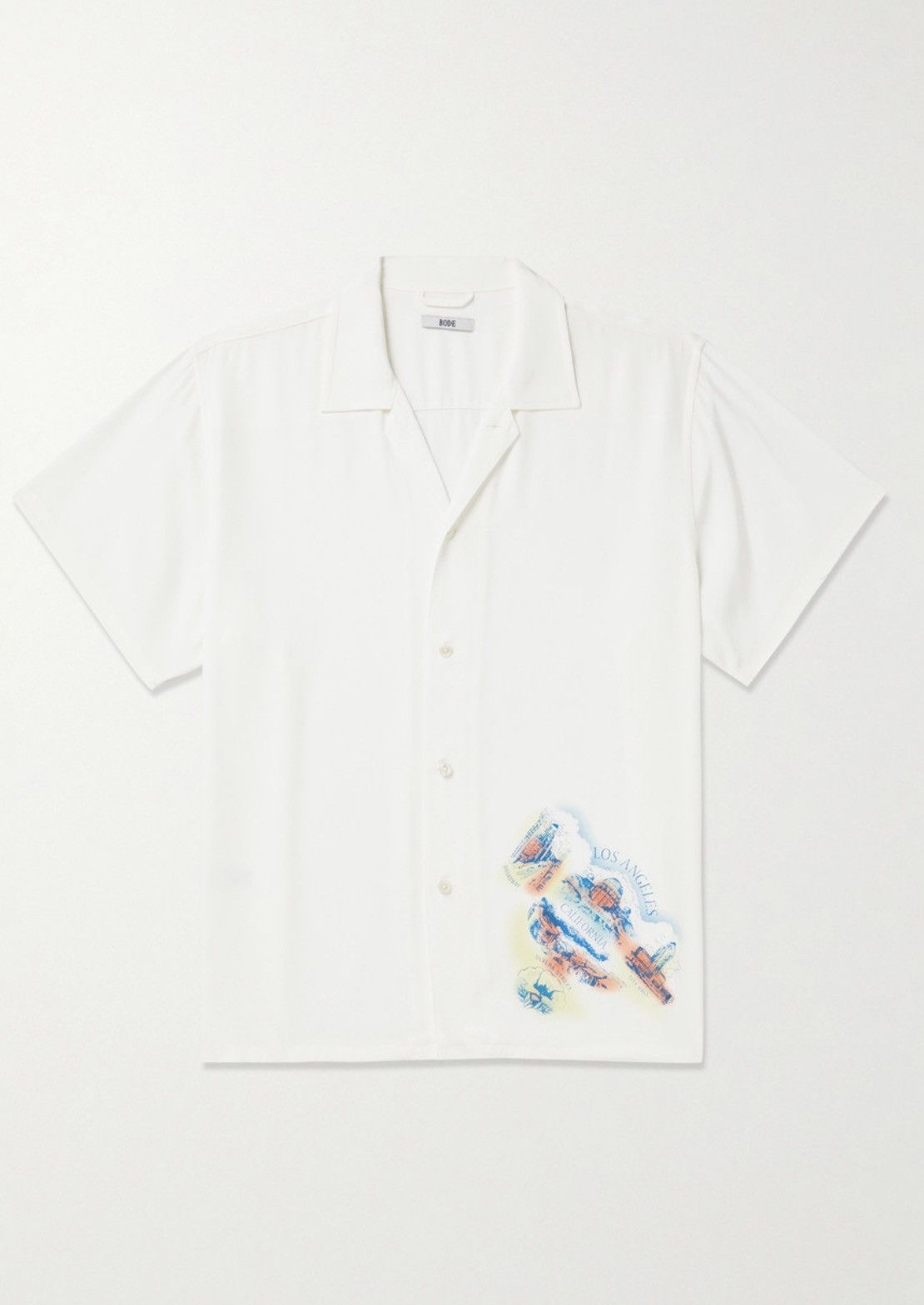 Bode Silk crepe camp collar shirt Los Angeles tourist print | Grailed Bode Silk crepe camp collar shirt Los Angeles tourist print | Grailed
