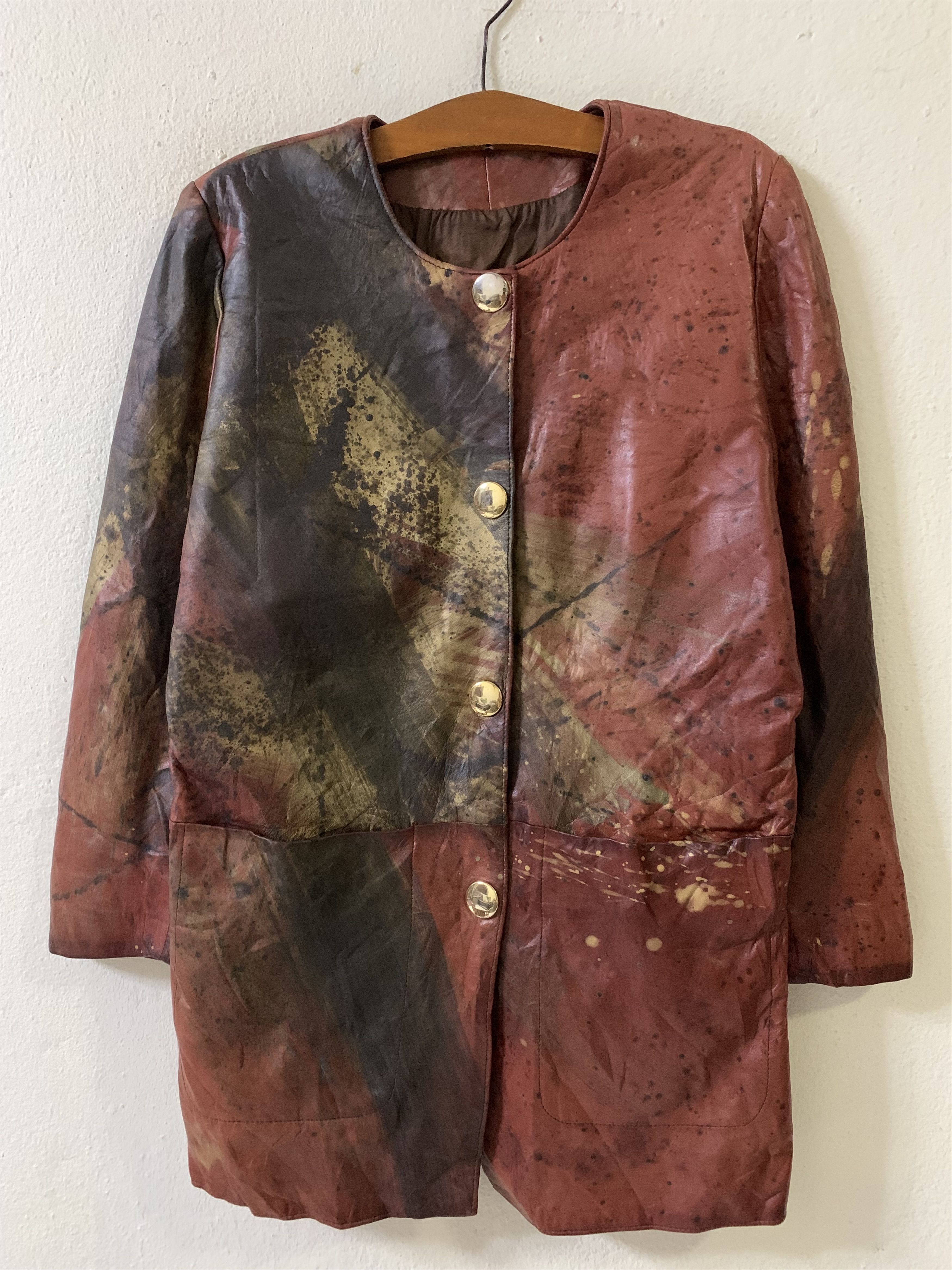Leather Jacket × Other Made In Spain Paint Splatter Style Women Jacket ...