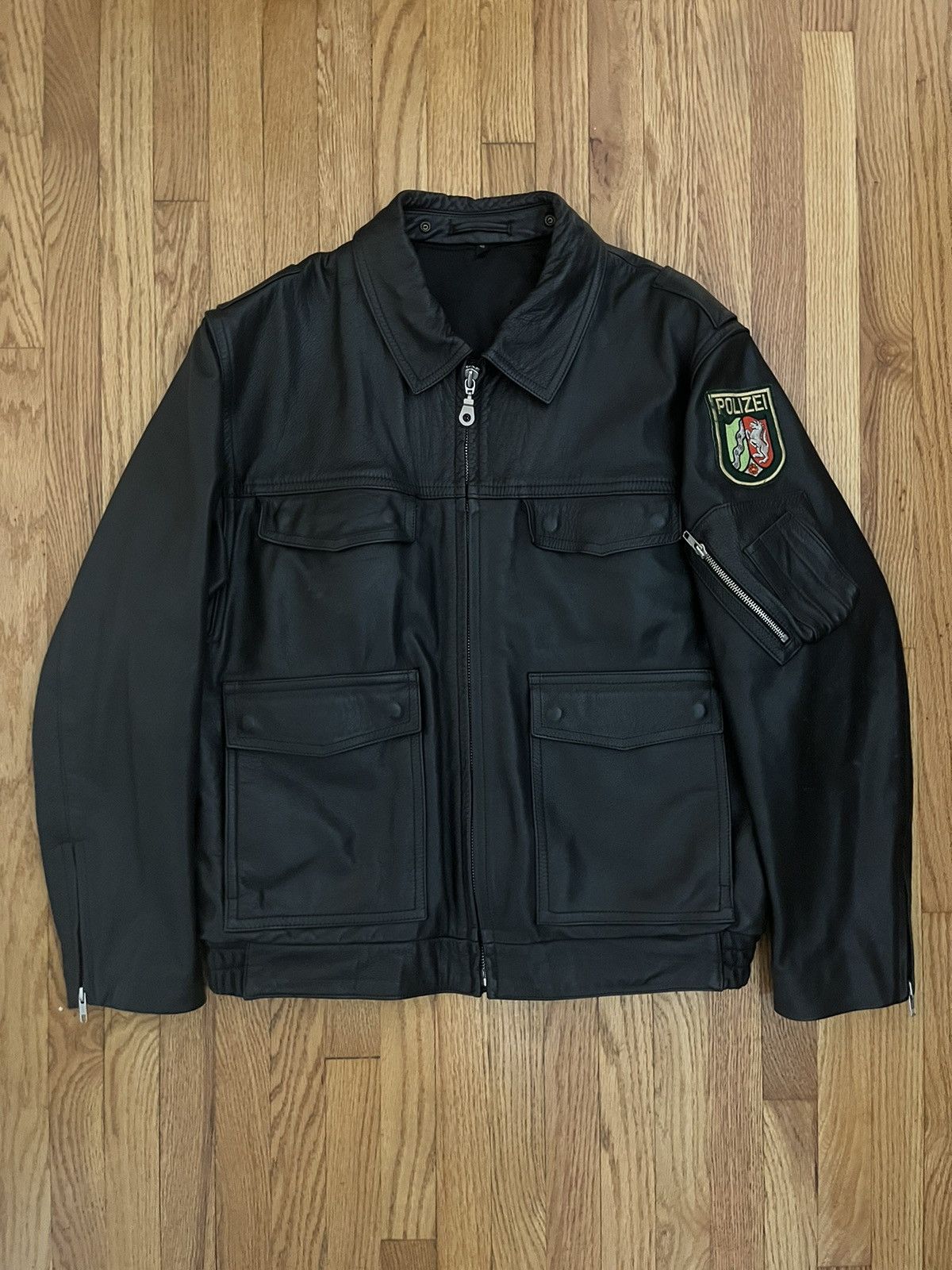 German Vintage 90s German Police Leather Jacket Size 48 | Grailed