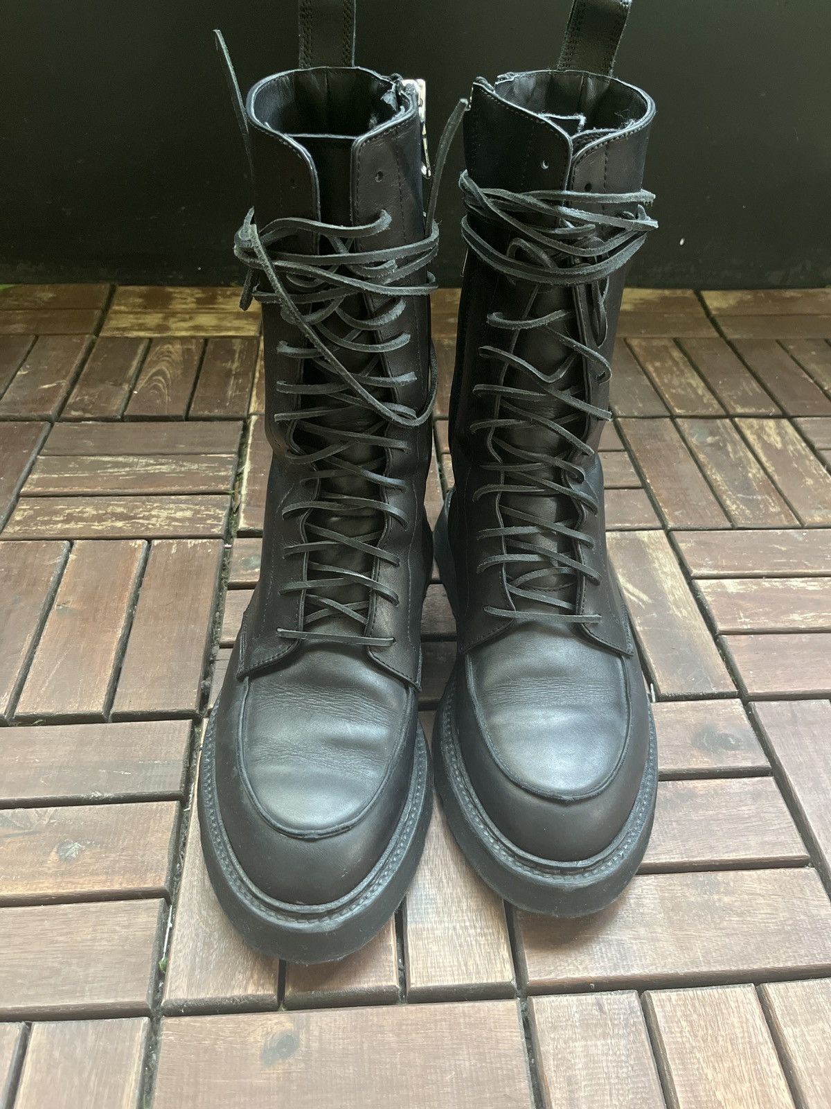Rhude Rhude Leather Zip Combat Boots | Grailed