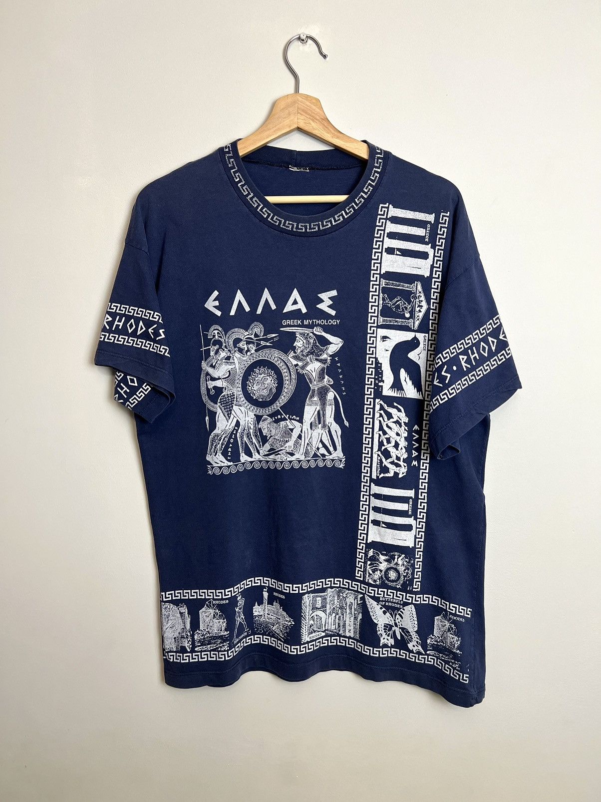 Art × Streetwear × Vintage 90s Greek Mythology Tee Sz L Usa Made ZEUZ ...