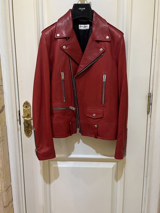 Saint Laurent Paris SS14 EXTREMELY RARE RED L01 Biker Moto Jacket | Grailed