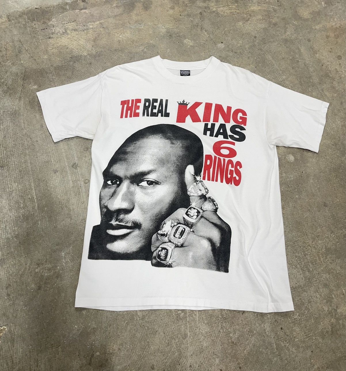 NBA × Rap Tees × Vintage Vintage Michael Jordan Six Rings Rare Rap Tee ...