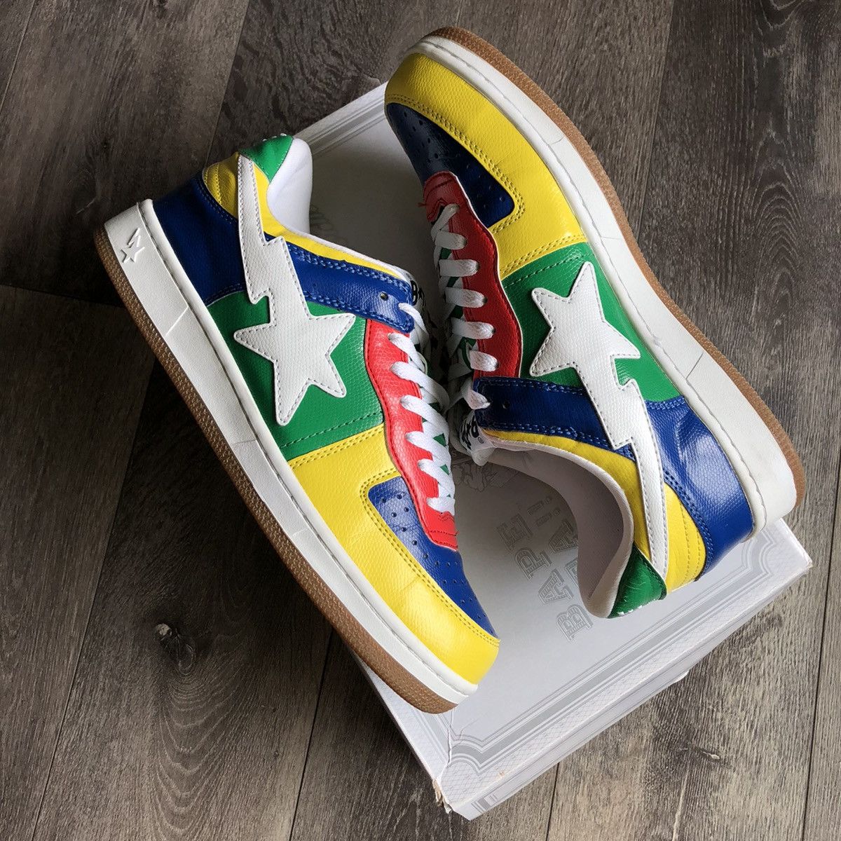 Bape RARE OG A BATHING APE BAPESTA SK8STA MULTICOLOR LOW SHOES | Grailed