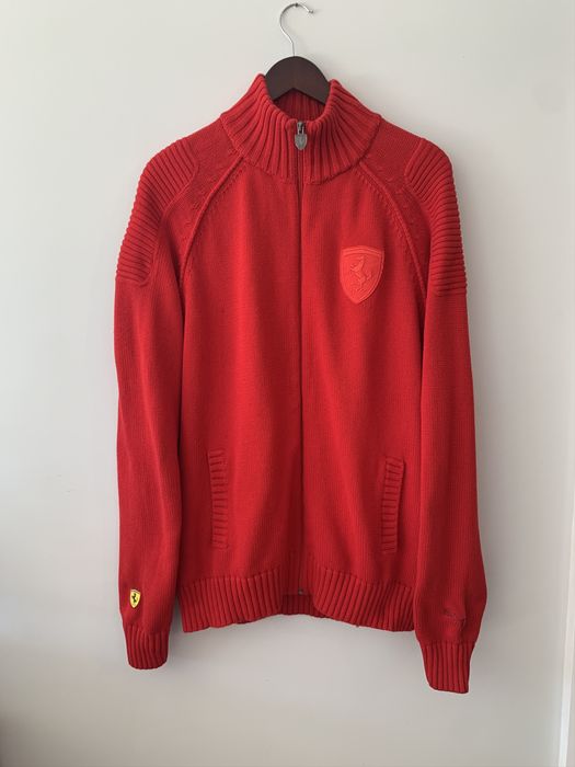Vintage Rare Ferrari Puma Knitted Zip Racing Sweater Travis Style | Grailed