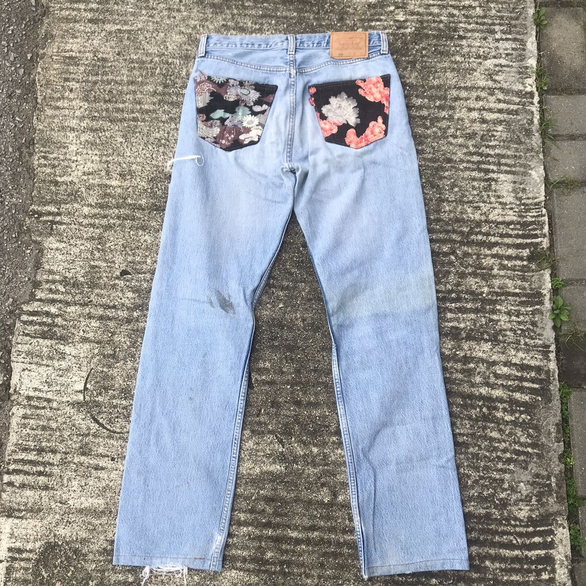 Vintage 90s LVC 501 Distressed Denim Jeans Sakura flower edition | Grailed