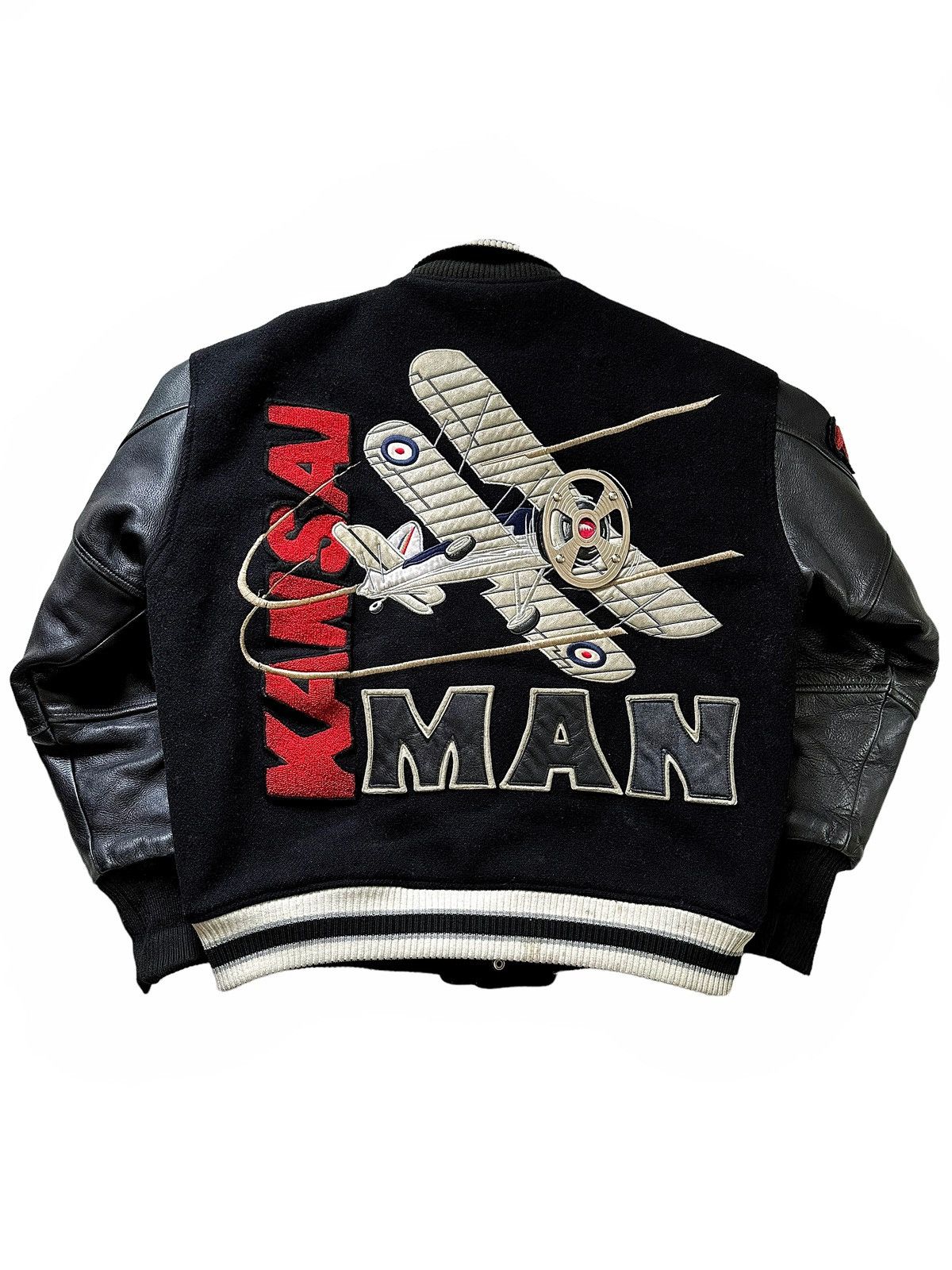 Kansai Yamamoto 1980’s 3D Metal Airplane Varsity Jacket | Grailed