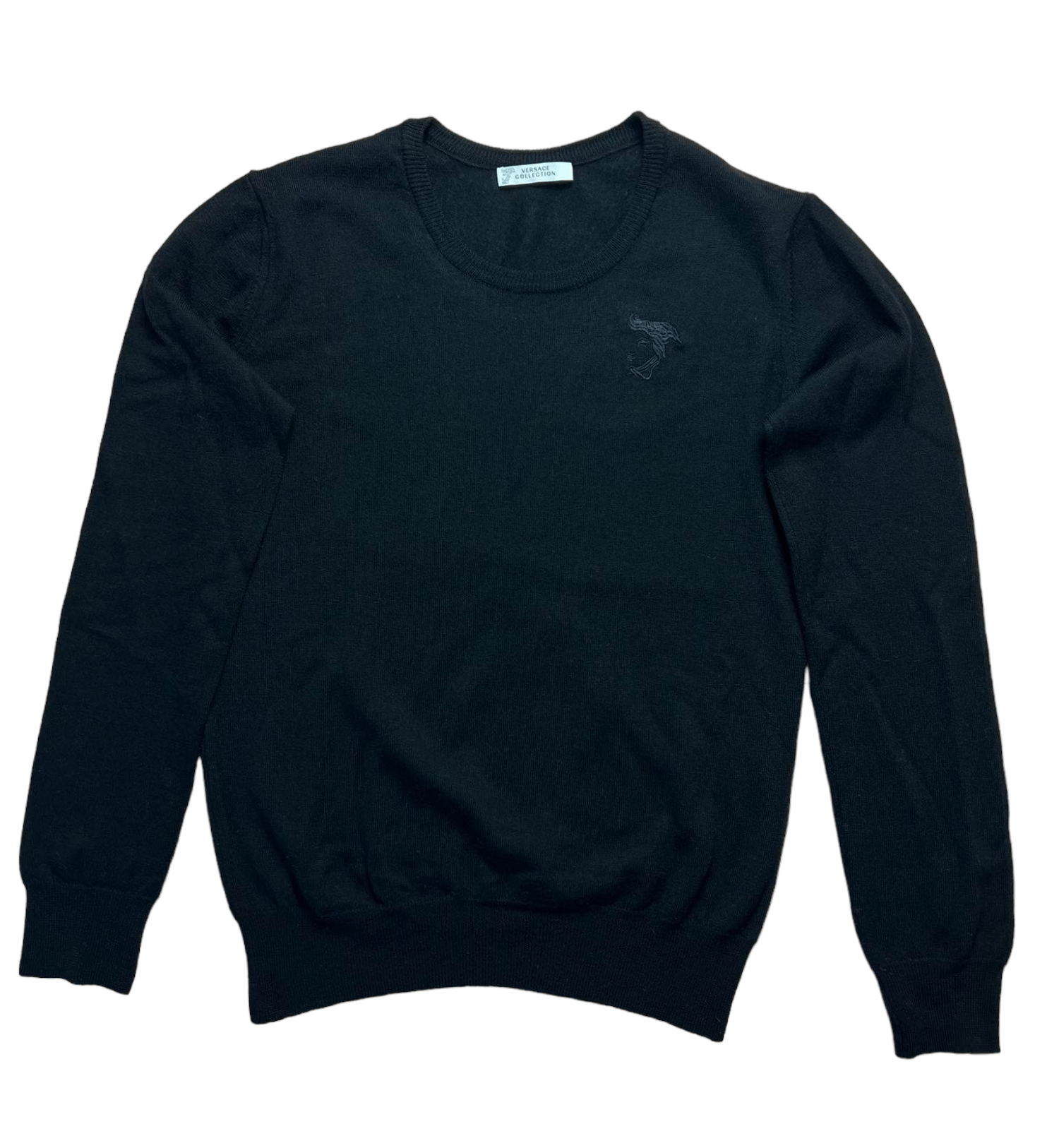 Versace Versace Collection Black Wool Sweater Embroidered logo 🔥🛒 | Grailed