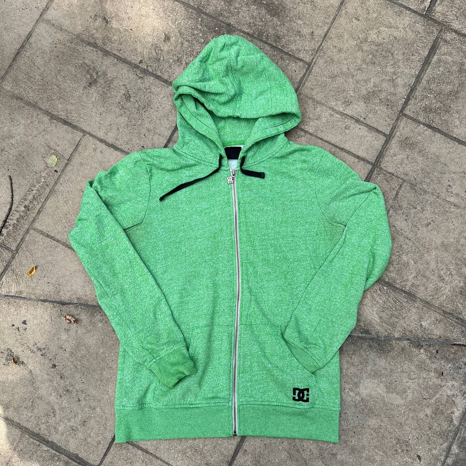 Vintage 2000s dc shoes lime green faded look zip up hoodie | Grailed