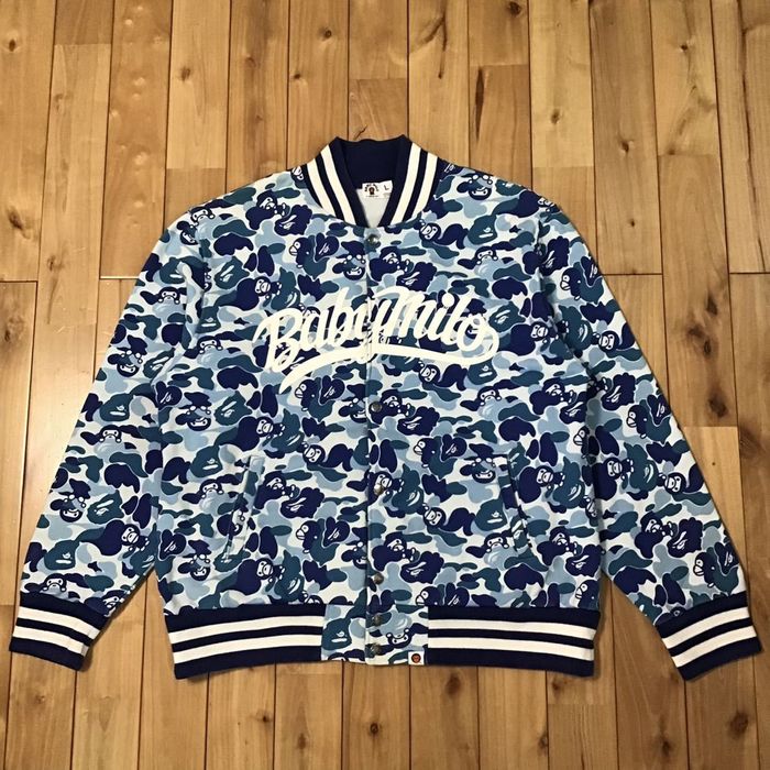 Bape BAPE baby milo ABC camo blue Sweat varsity jacket bomber | Grailed