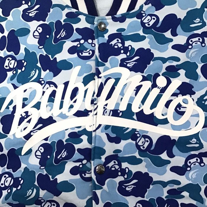 Bape BAPE baby milo ABC camo blue Sweat varsity jacket bomber | Grailed