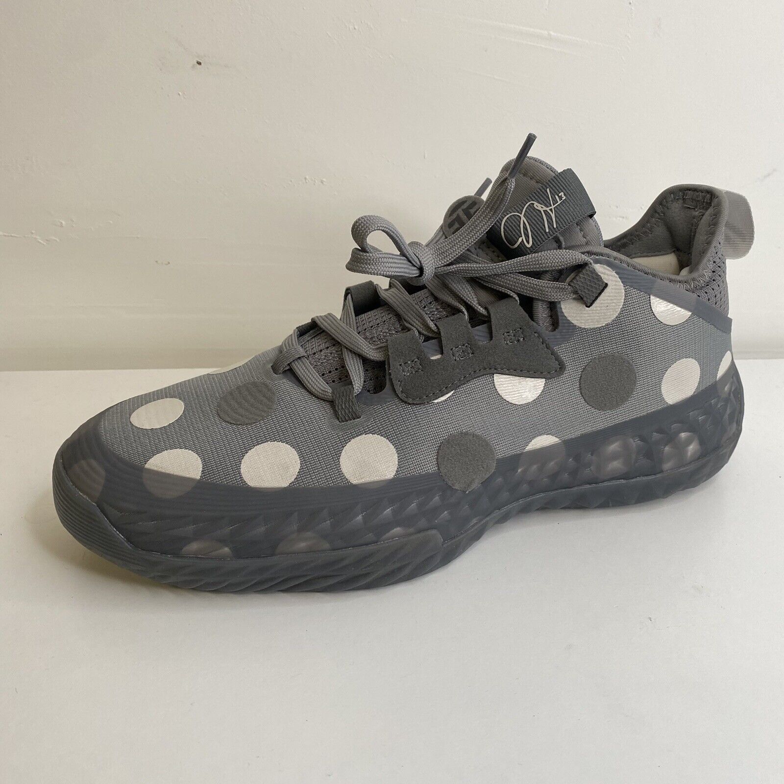 Adidas New Adidas James Harden 5 Sample Shoe Size 9 Gray Polka Dot ...