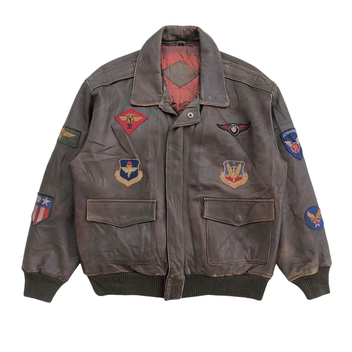 Vintage VTG Type A2 Airbone With Patches Leather Army Design Jacket ...
