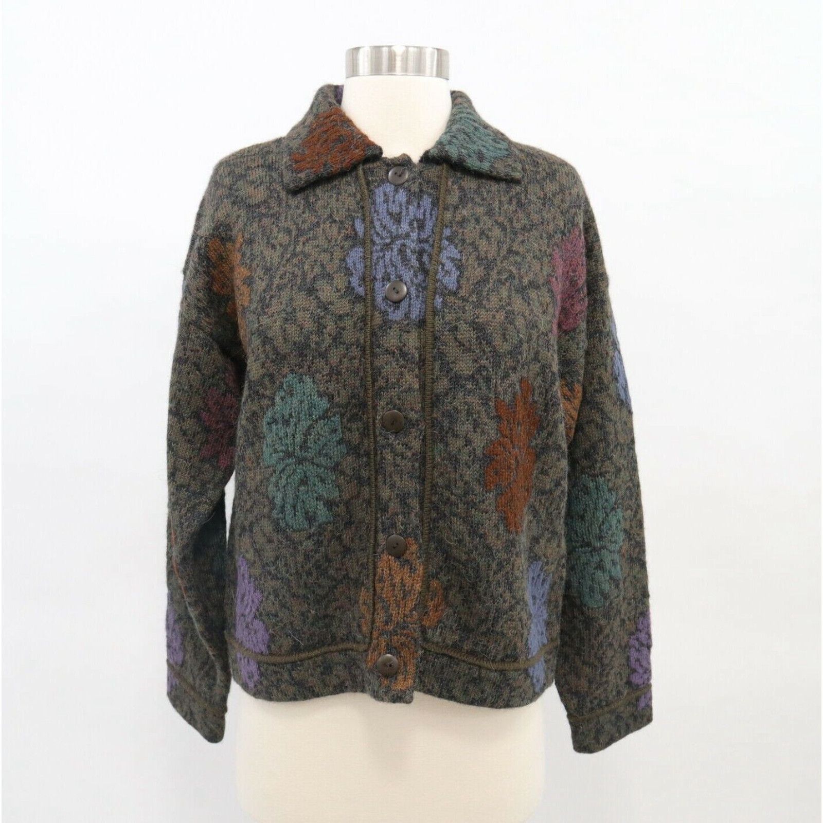 Olive Peruvian Connection Jacket Coat Alpaca S Olive Green Floral ...