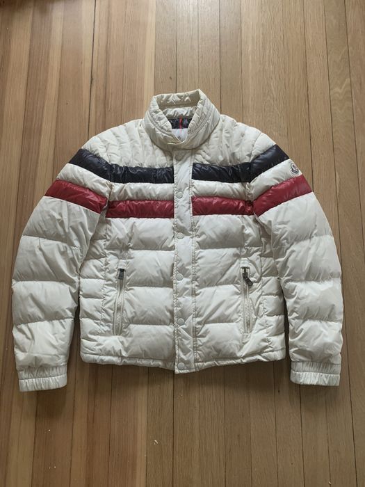 Moncler White Stripe Menuire Puffer Jacket Chief Keef | Grailed