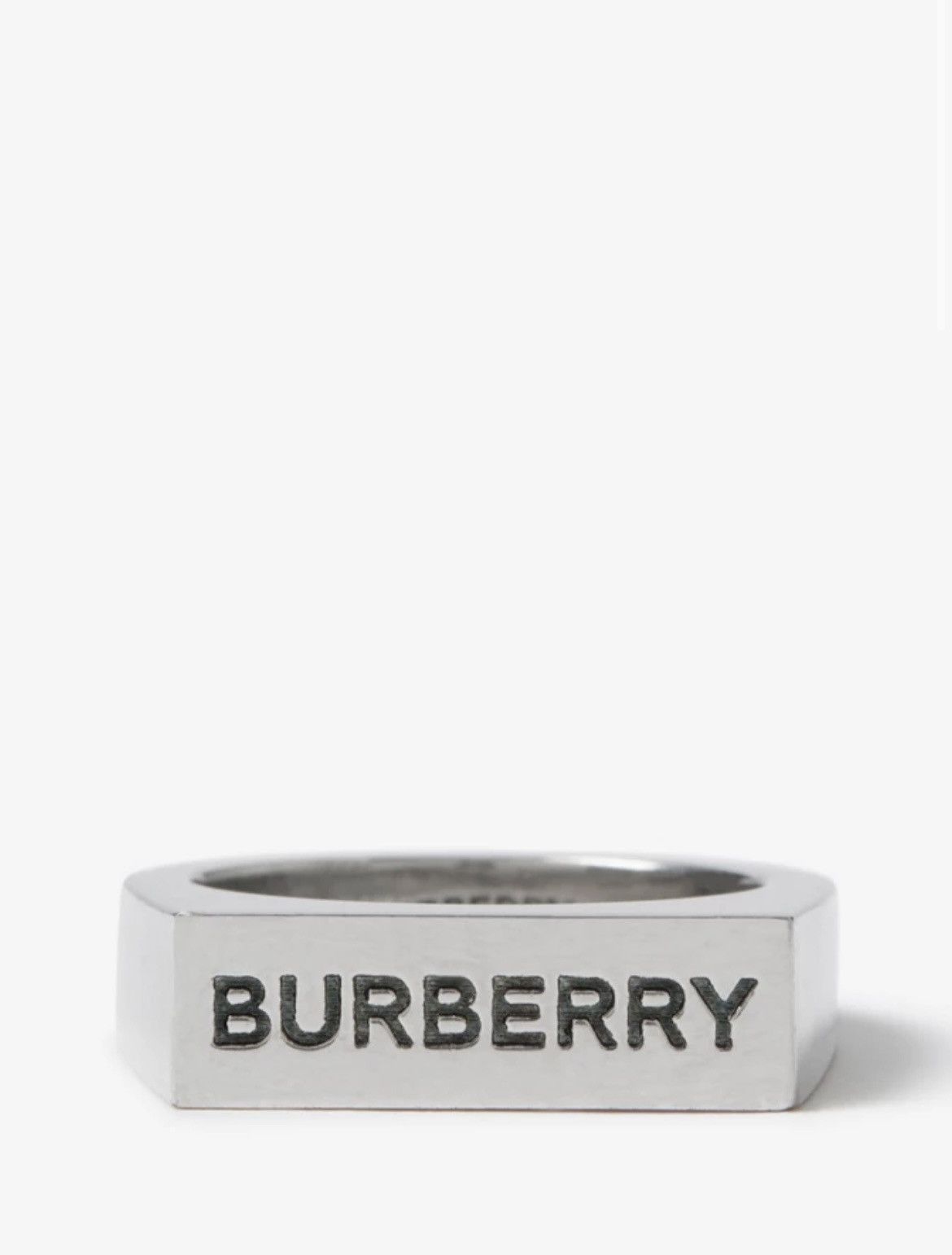 Burberry Logo Engraved Palladium-plated Signet Ring | Grailed