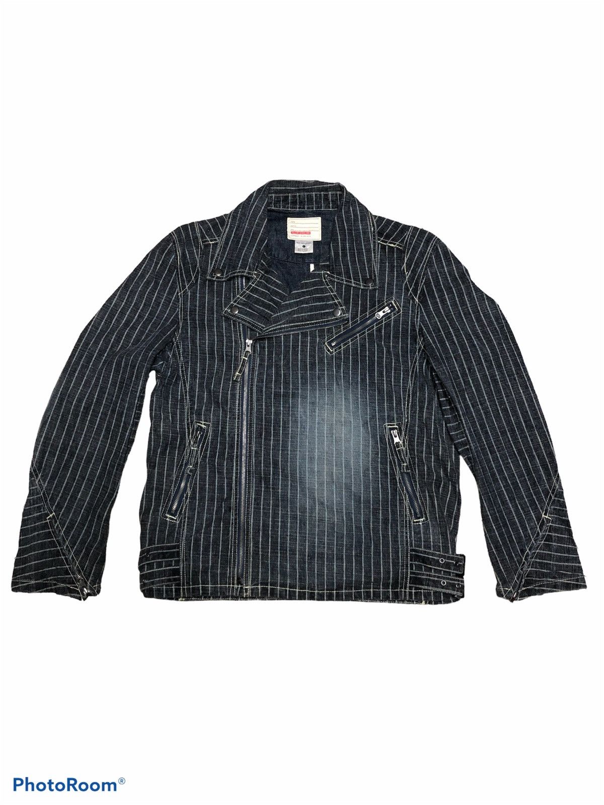 Archival Clothing STRIPED⚡️DOUBLE COLLAR DENIM JACKET BY ALLIX DESIGN ...