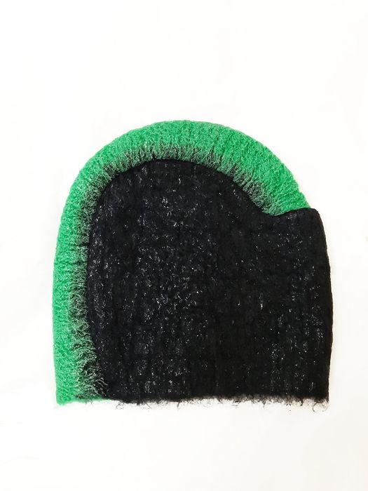 Prada FW 2007 Runway Green Mohawk Mohair Beanie Hat | Grailed
