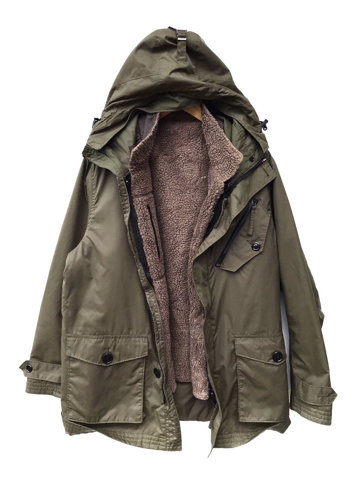 Ships Ships Japan Green Parka Sherpa Lining Hoodie Jacket | Grailed