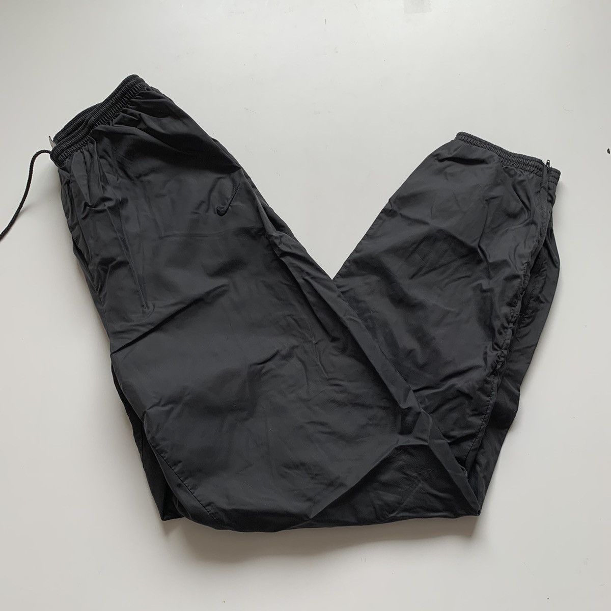 Nike Vintage 90s nike embroidered swoosh track pants black large | Grailed