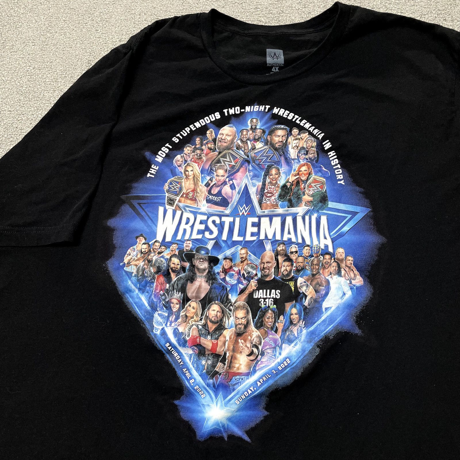 Vintage WWE Wrestlemania Shirt Men 4XL Black Wrestling Raw Smackdown ...
