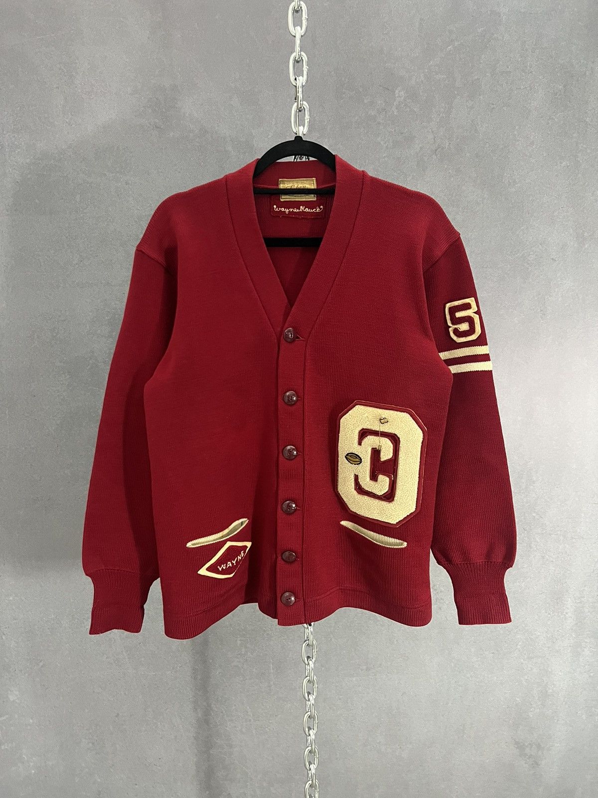 Vintage 50s red Dehen football letterman award cardigan | Grailed