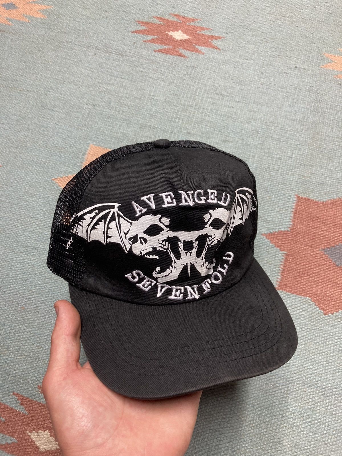 Band Tees × Trucker Hat × Vintage Avenged sevenfold trucker hat black ...