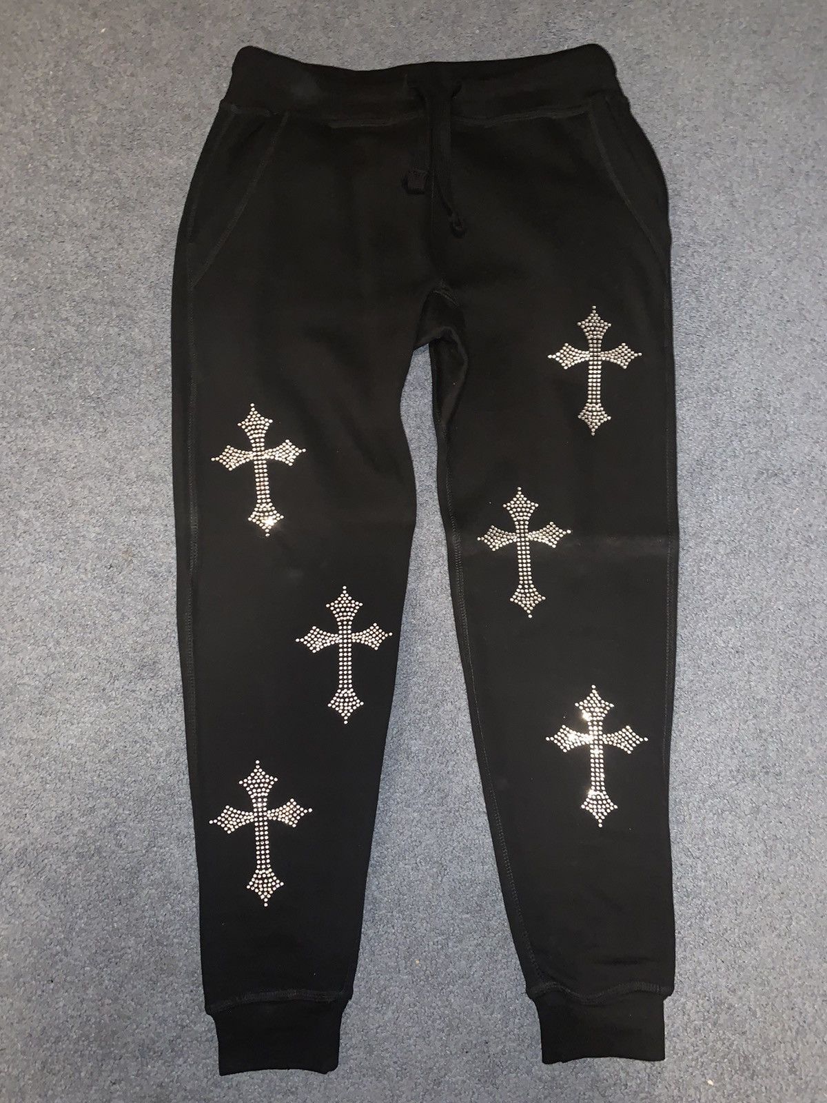 Streetwear Rhinestone Cross Joggers/Sweatpants | Grailed