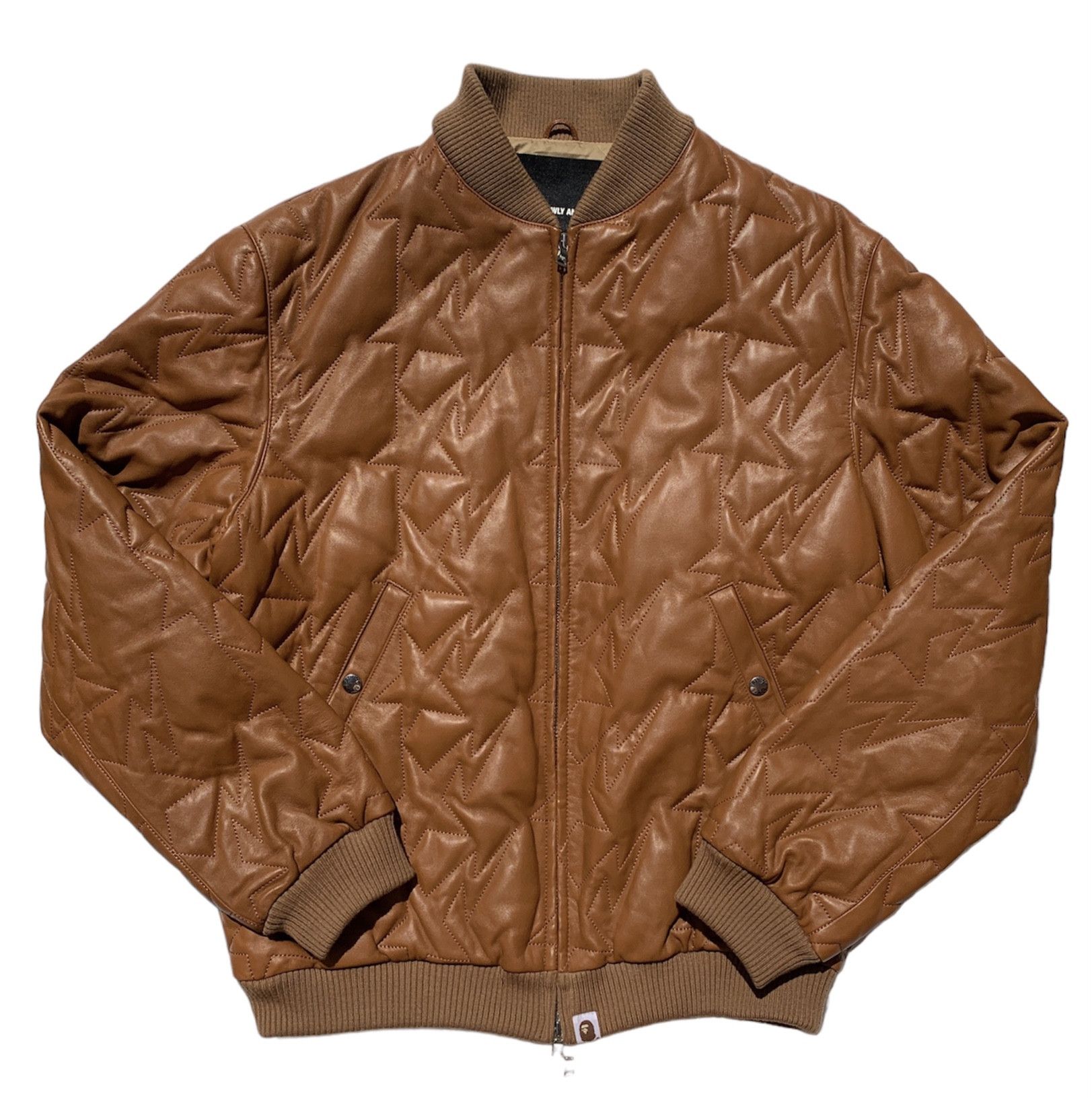 Bape × Nigo Bape Rare Bapesta Star Sheepskin Leather Bomber Jacket ...