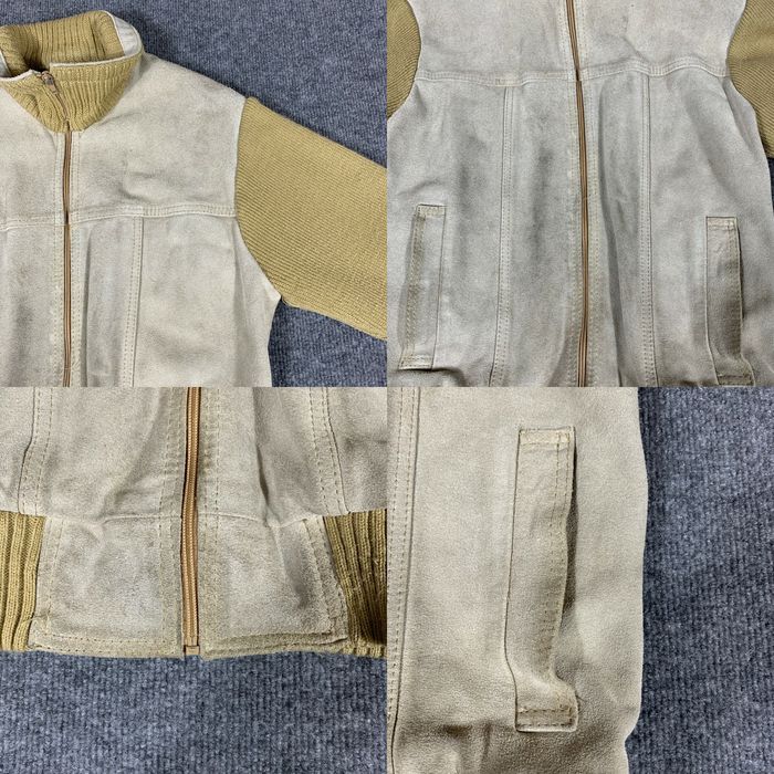 Hudson Vtg Hudsons Leather Jacket Mens Small Beige Full Zip Mock ...