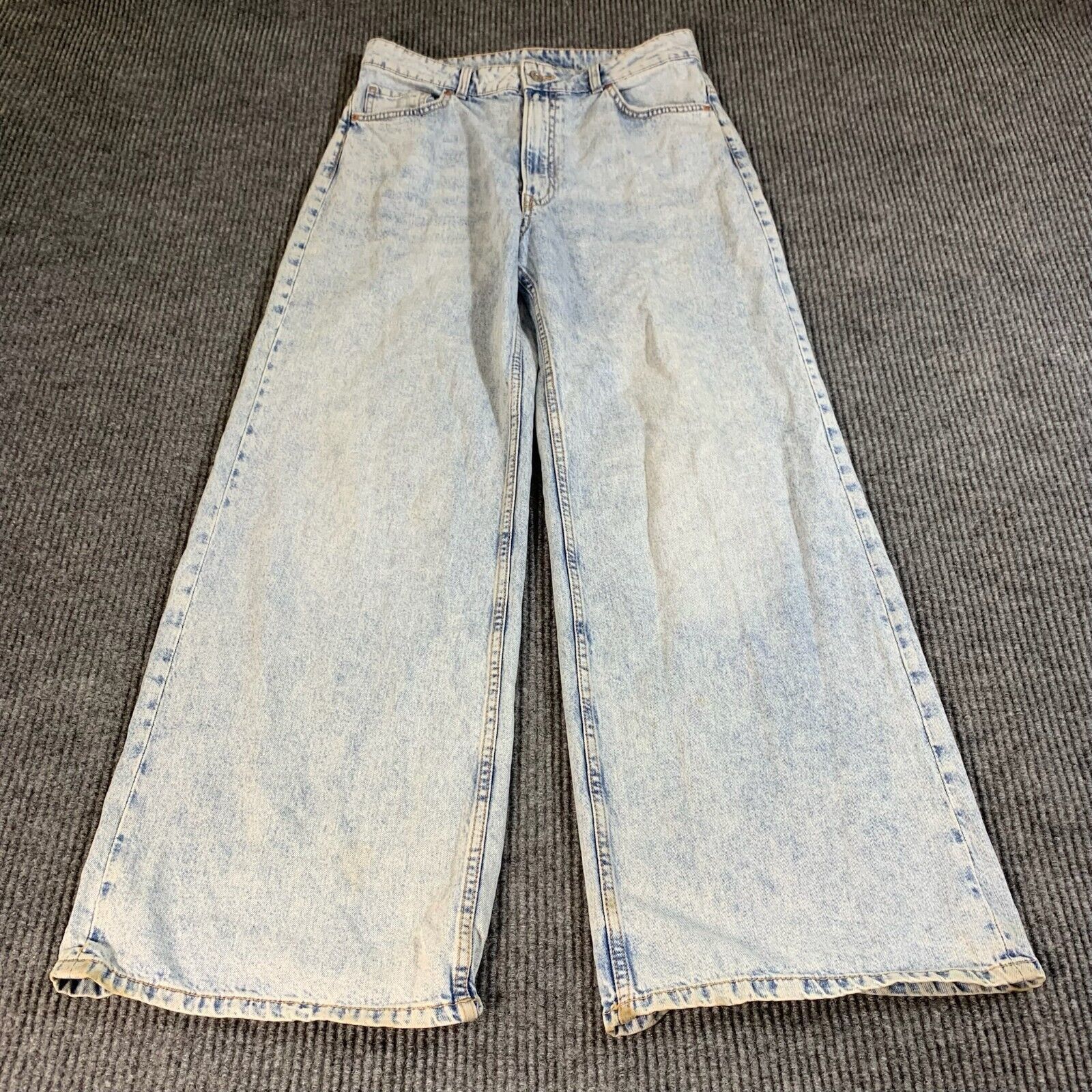 Vintage Divided Jeans Womens 12 Blue Denim Light Wash Wide Baggy Faded ...