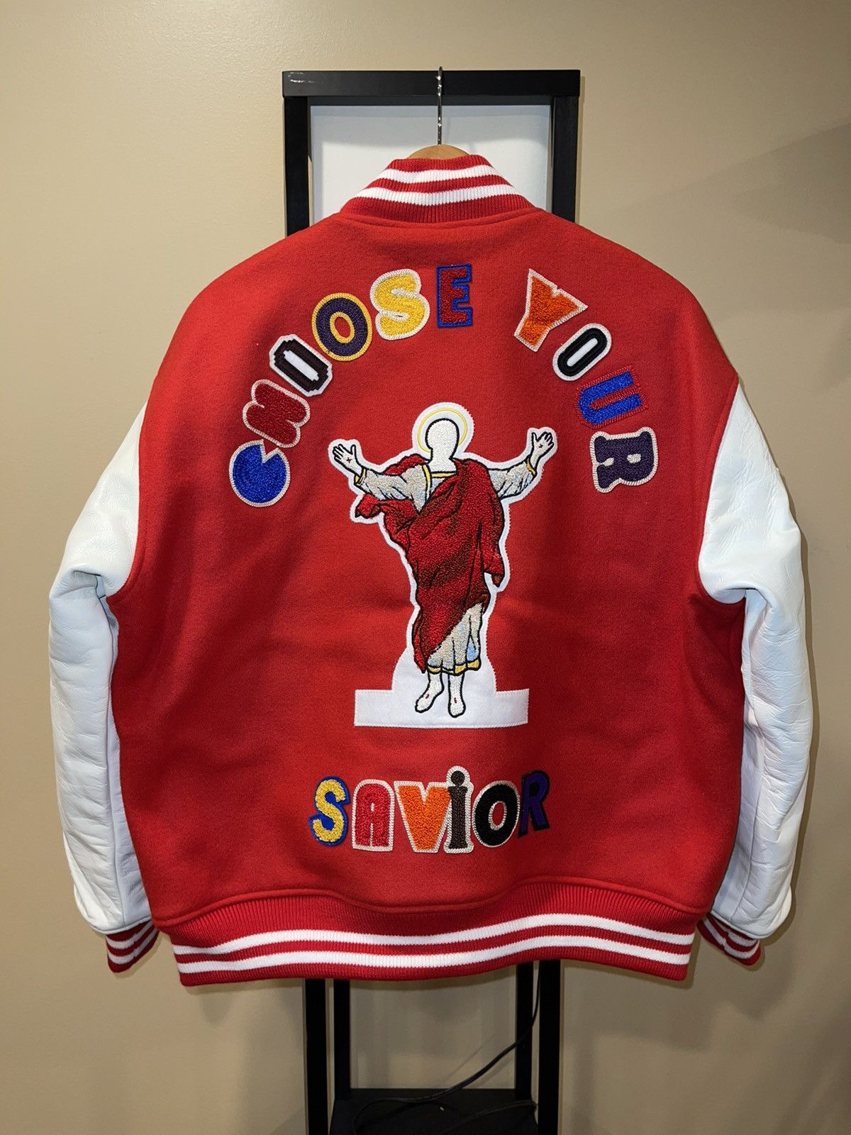 READYMADE Saint Michael Red Letterman Varsity Stadium Jacket | Grailed