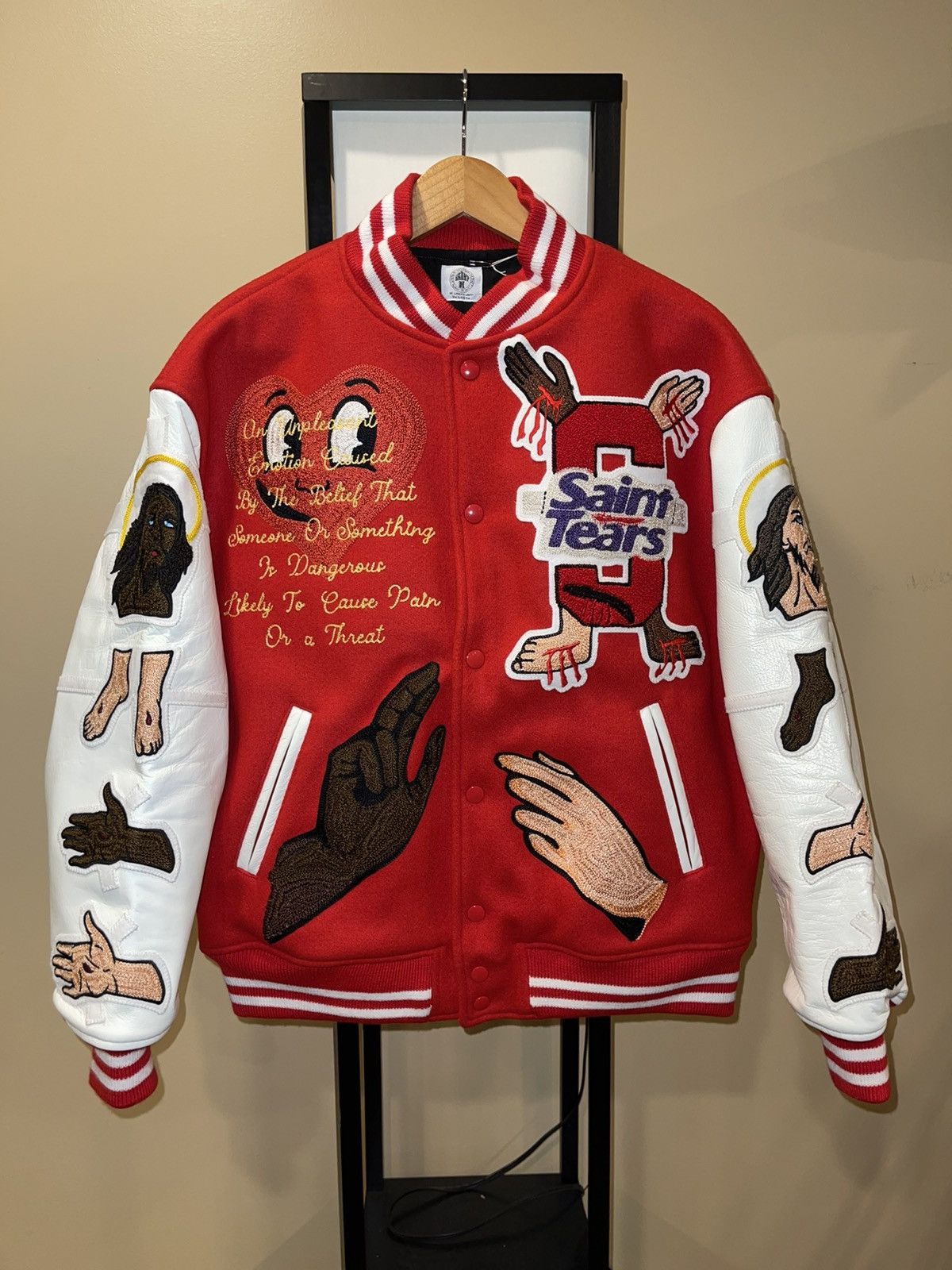 READYMADE Saint Michael Red Letterman Varsity Stadium Jacket | Grailed