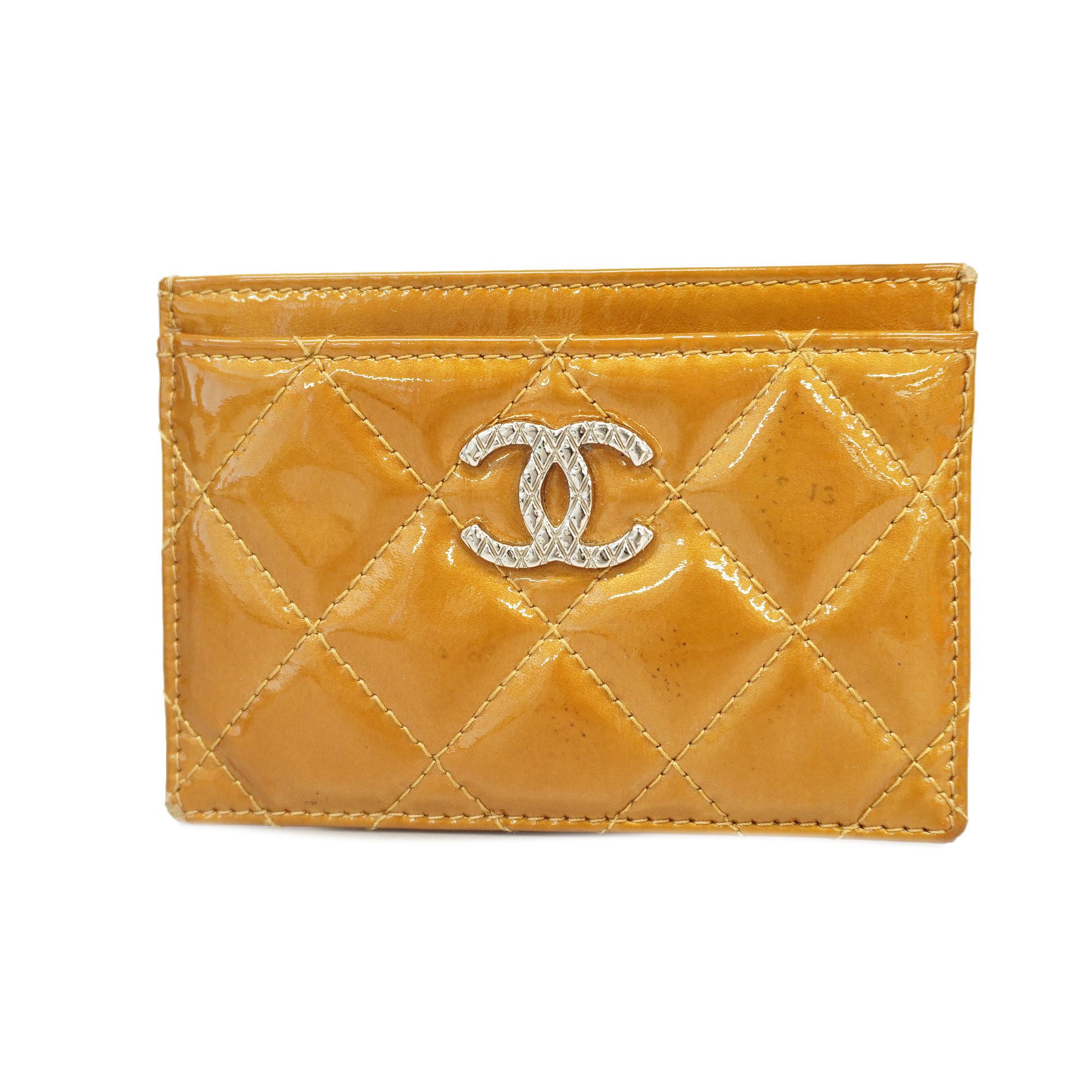 Chanel Auth Chanel Matrasse Card Case Card Case Leather Card Case Brown ...