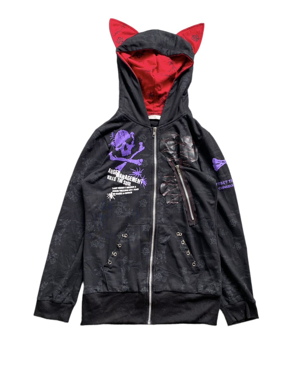 Japanese Brand ACDC RAG Japan Punk cat ear anarchy hoodie | Grailed