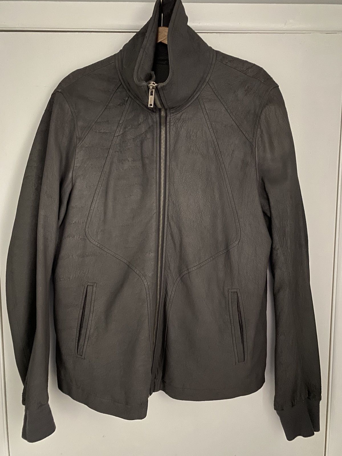 Rick Owens Blistered Lamb Leather Intarsia Jacket | Grailed