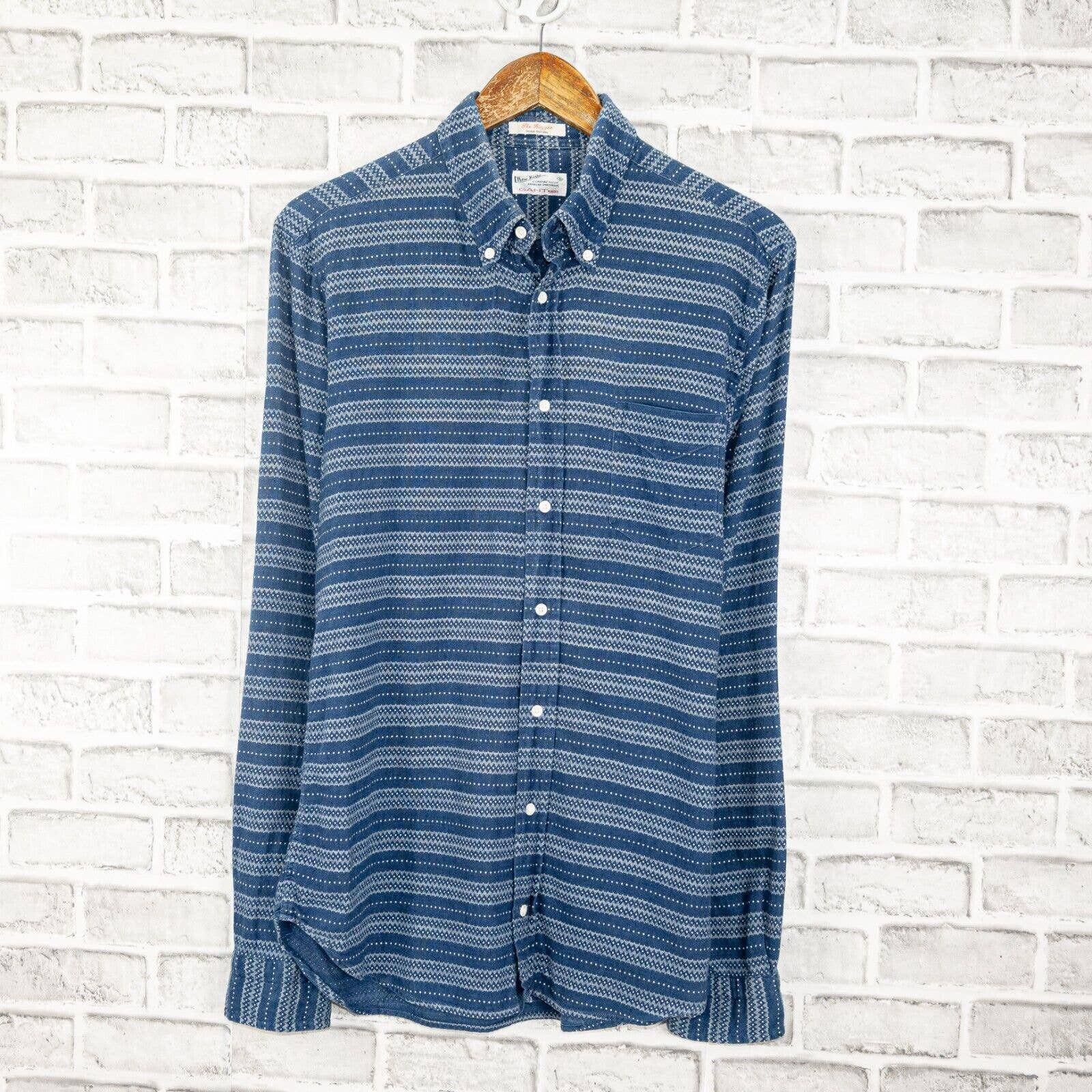 Gant GANT Rugger The Hugger Button Shirt Geo Strip Indigo Oxford | Grailed