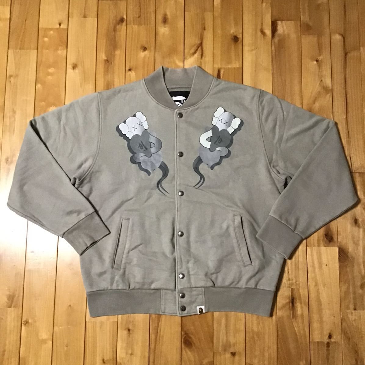 Bape × Kaws BAPE × kaws bapesta bendy sweat bomber jacket gray | Grailed