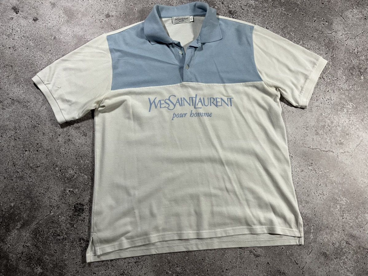 Vintage Vintage Yves Saint Laurent polo shirt big logo tee 90s | Grailed