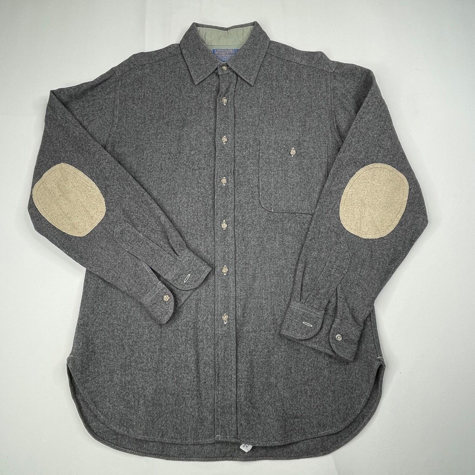 Pendleton Pendleton Shirt Men Medium Gray Elbow Patches 100% Virgin ...