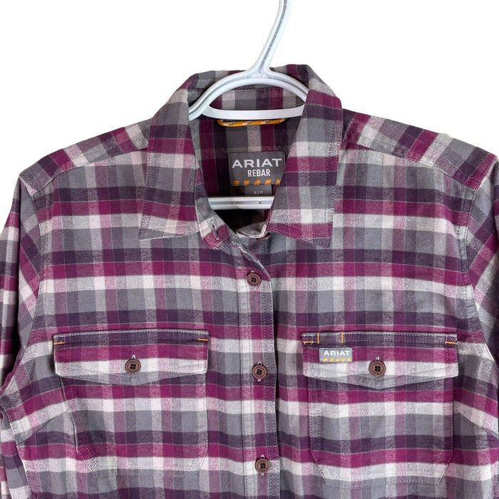 Ariat Ariat Rebar Cotton Flannel Button Up Shirt Mens S Purple | Grailed