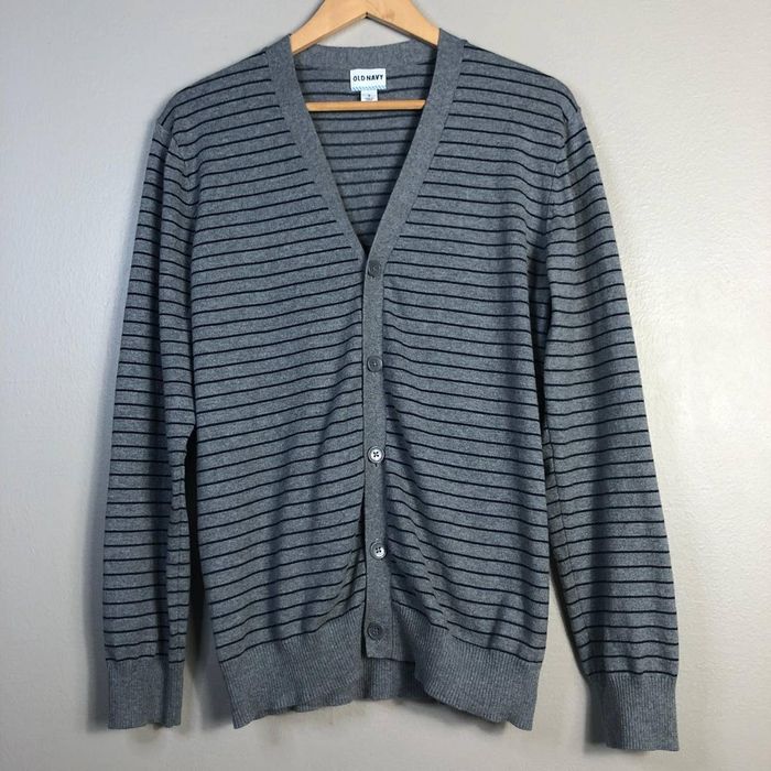 Old Navy Classic Old Navy Button Up Sweater Striped Grey Black Medium ...