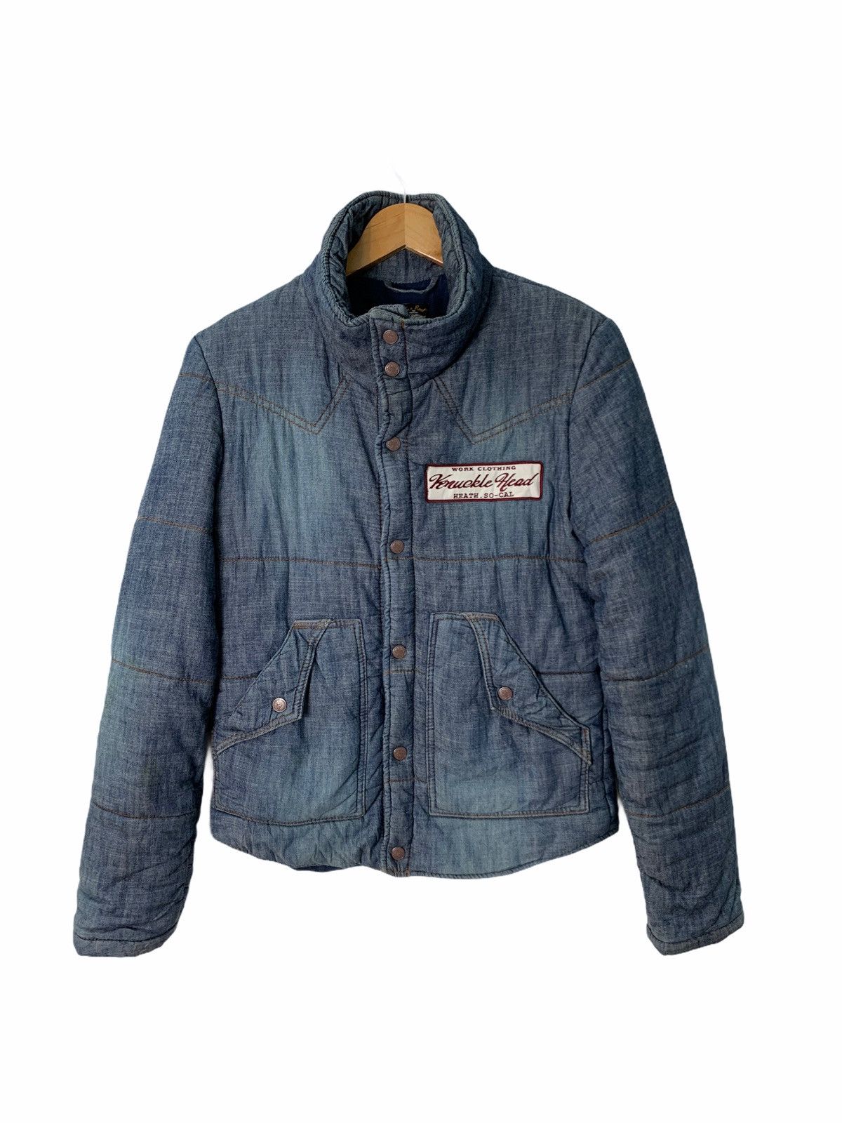 Japanese Brand Knuckle Head Denim Style Puffer Jacket Motor Harley ...